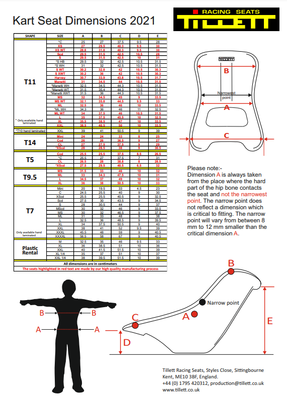 Kart Seat Dimensions
